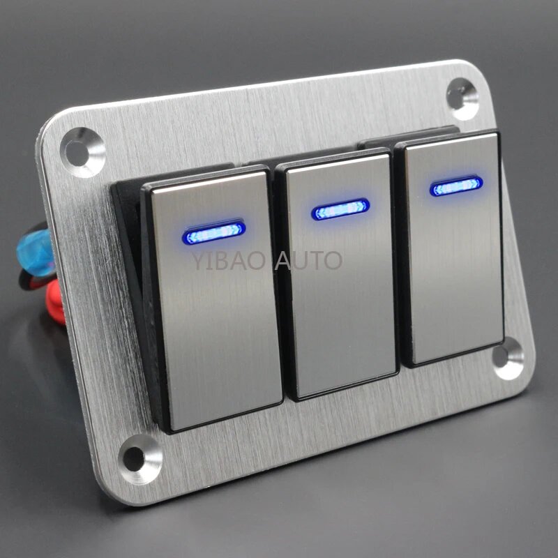 Панель переключателей 3 gang silver 12-24V