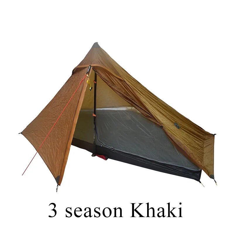 Оригинальная версия LANSHAN 1 PRO C-Open Inner 20D Silnylon No-See-Um 3/4 сезона 230*80*120CM Односпальный туристический палатка-3 сезона Каки
