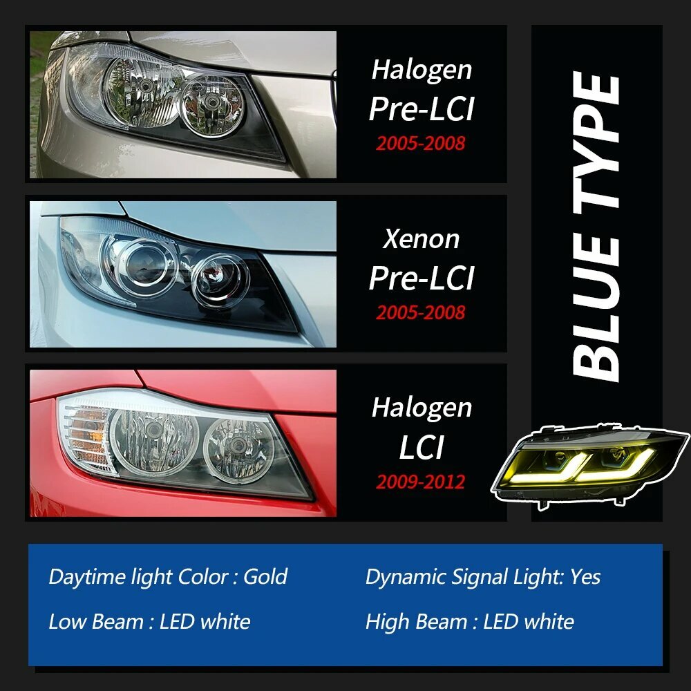 Фар для авто AKD Car Styling для BMW E90 2005-2012 320i 318i 323i 3 серии LED-фара DRL Hid Bi Xenon Автомобильные аксессуары