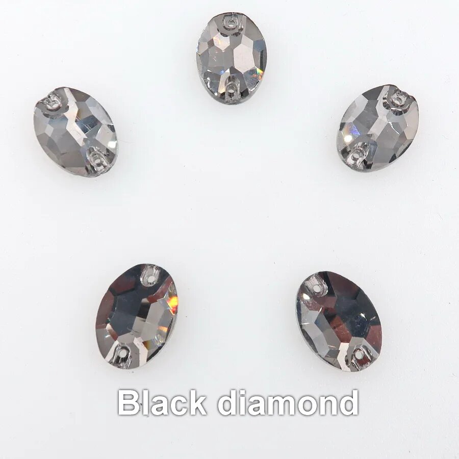 Стразы овальные SNCRYSTAL, 11x16mm, A4 Black diamond