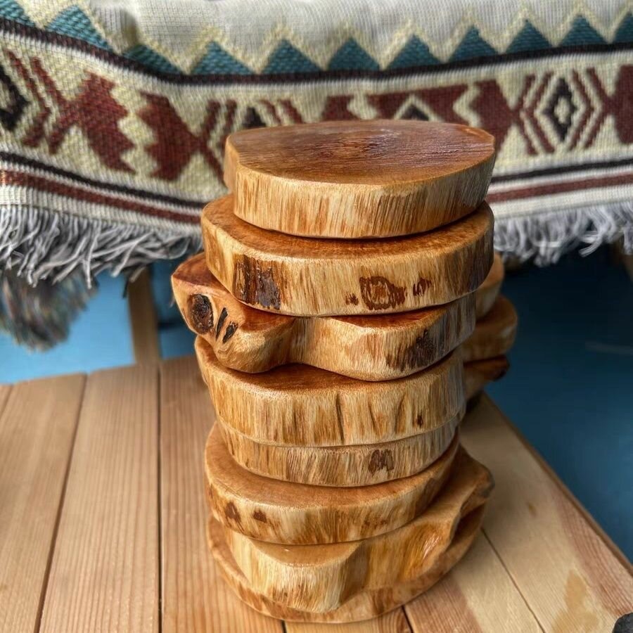 Подставка для чая из розового дерева и махагона, слайсы из массива дерева, коврик для кастрюли, теплоизоляционный коврик, коврик для плиты, антиожоговый, натуральное дерево, оригинальный цвет, большая и маленькая основа