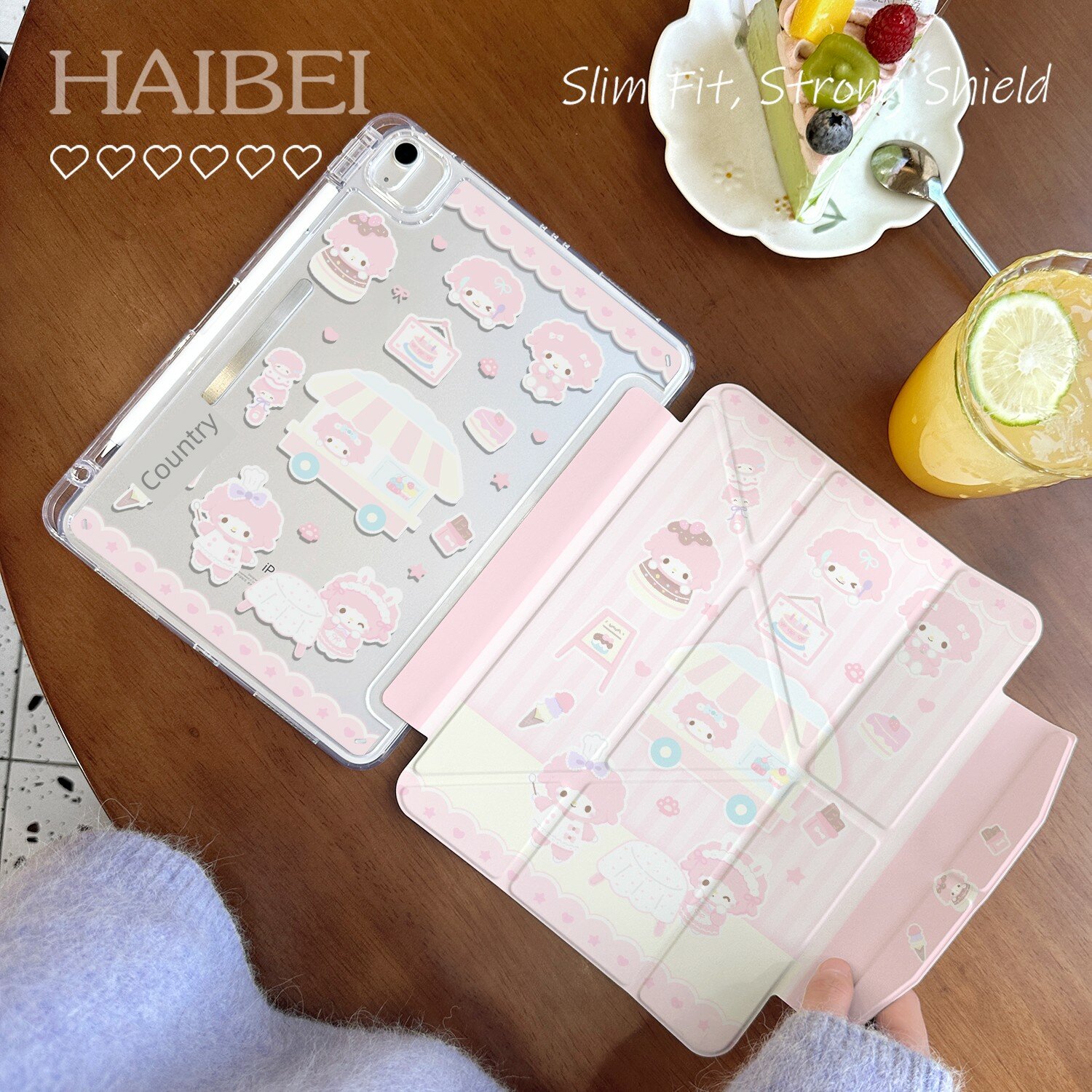 Чехол для iPad Air 4/5 10.9 дюймов с креплением для ручки, акриловый ремешок, узор «Сладкая шерстка»