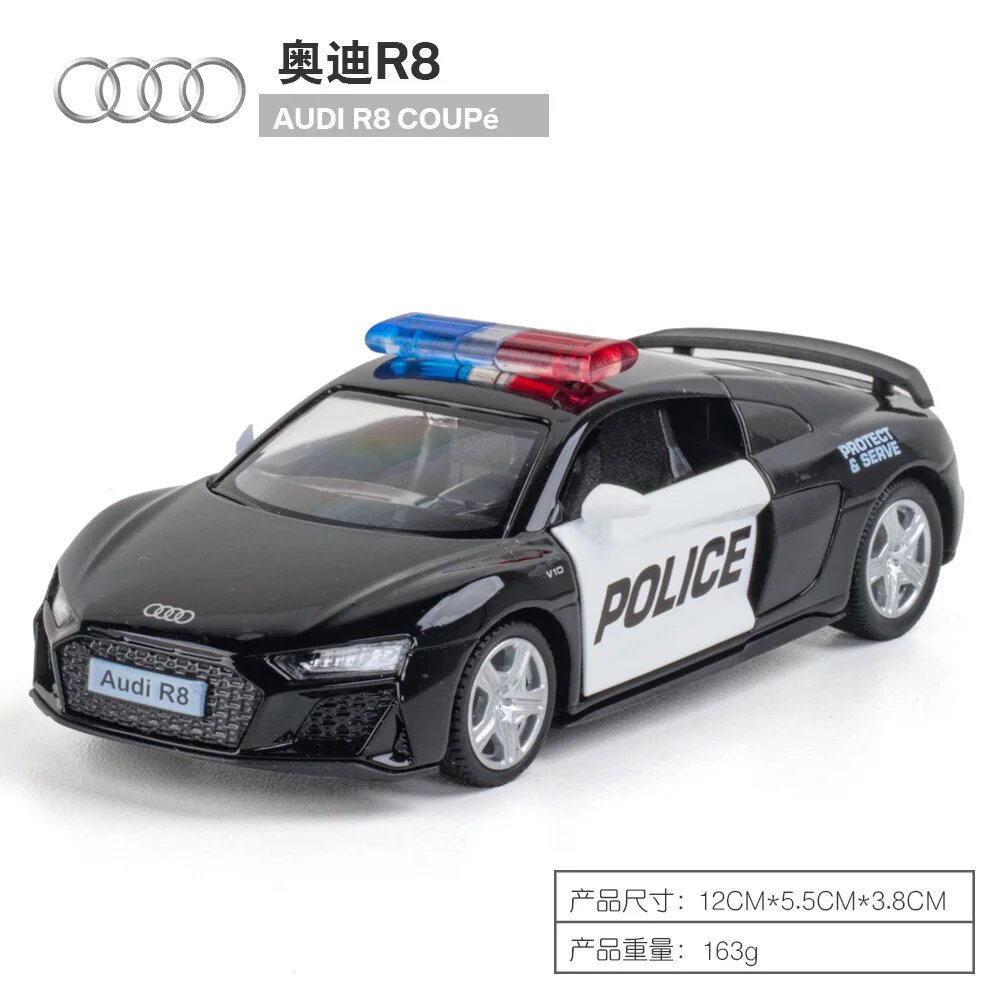 Коллекционная модель Audi R8 Coupe полицейская машина 1:36