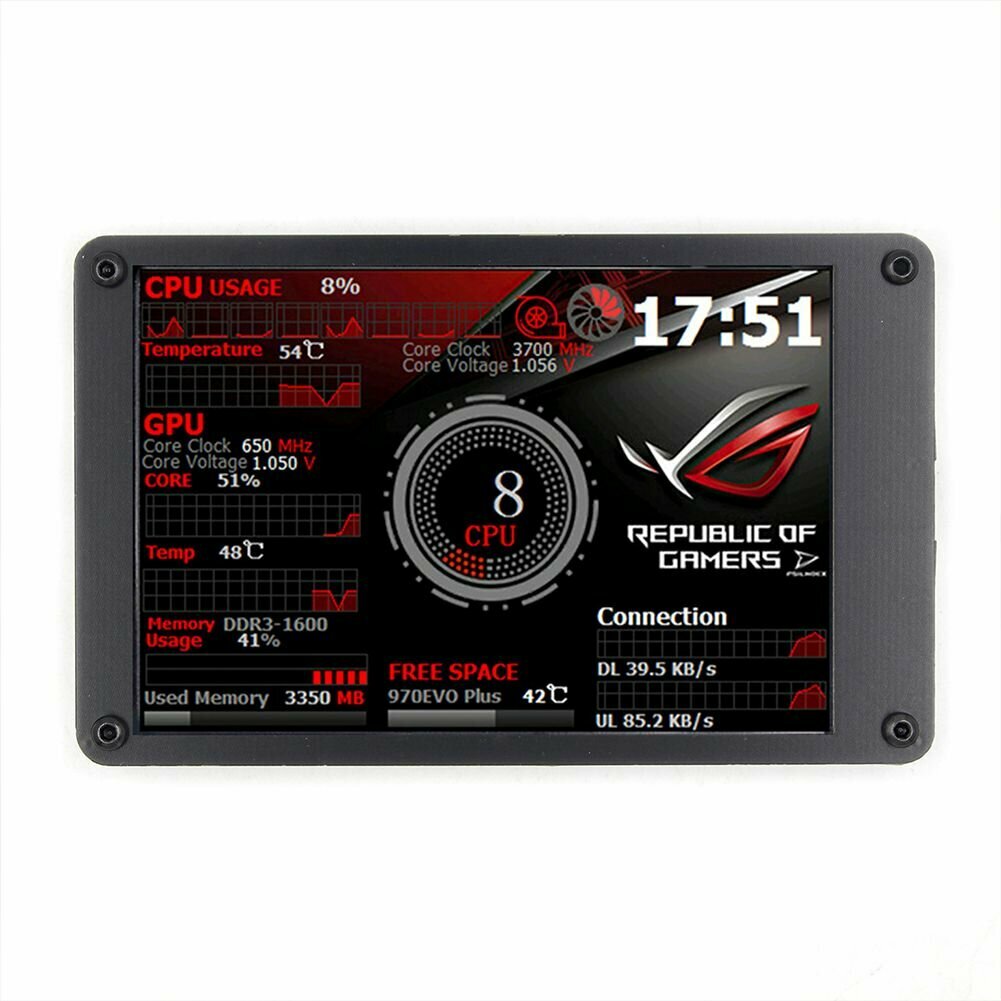Дисплей 3,5" IPS для ПК с поддержкой AIDA64, мониторинг CPU, GPU, RAM, HDD мини-дисплей системный монитор мониторинг ПК