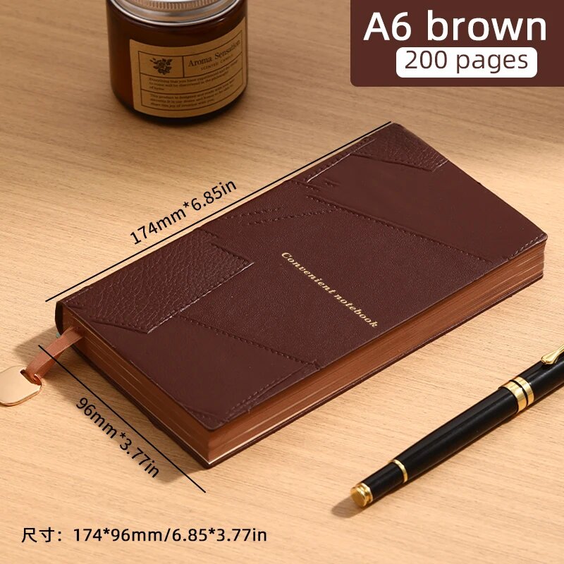Мини-блокнот из мягкой кожи A6 Коричневый, brown