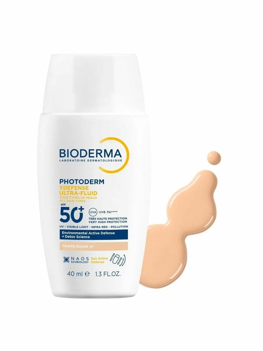 Биодерма Фотодерм Xdefense SPF 50+ Солнцезащитный флюид, очень светлый оттенок (Bioderma Photoderm)