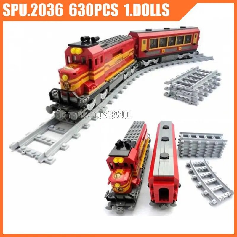 Ретро поезд из блоков, 630 деталей, 1.0dolls