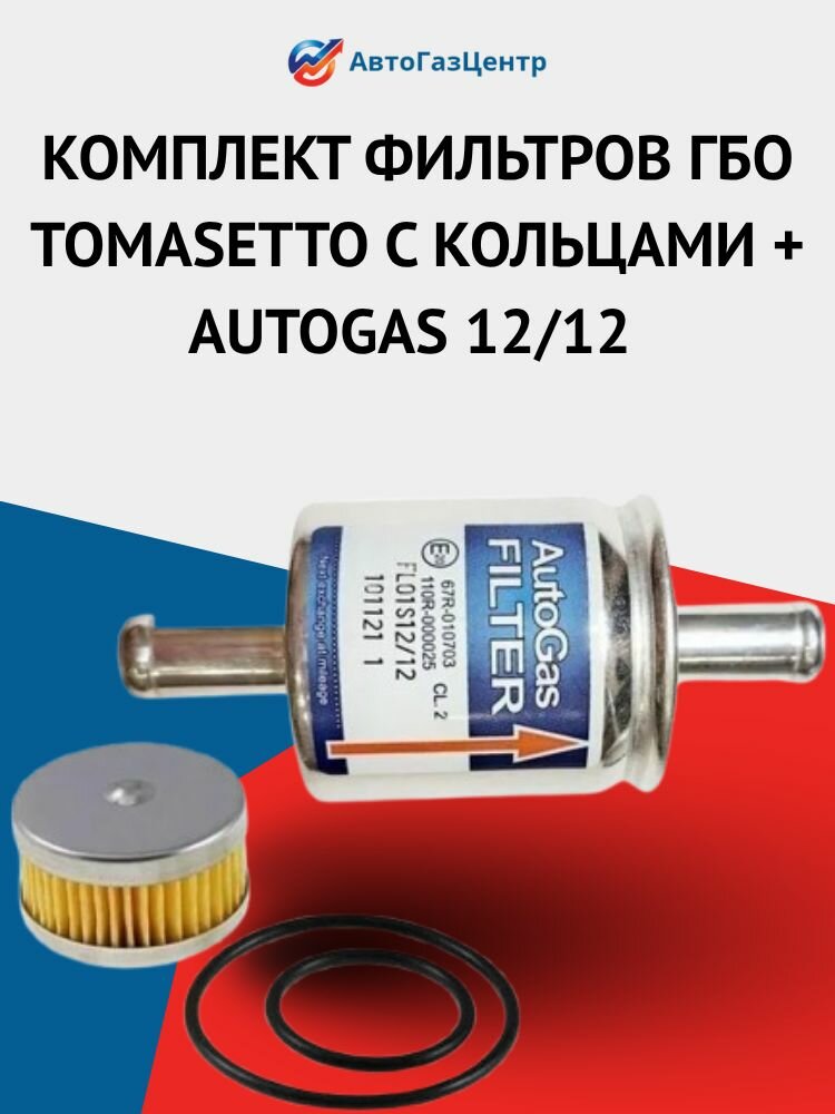 Комплект фильтров грубой и тонкой очистки ГБО TOMASETTO с кольцами + AUTOGAS 12/12 (1 комплект)