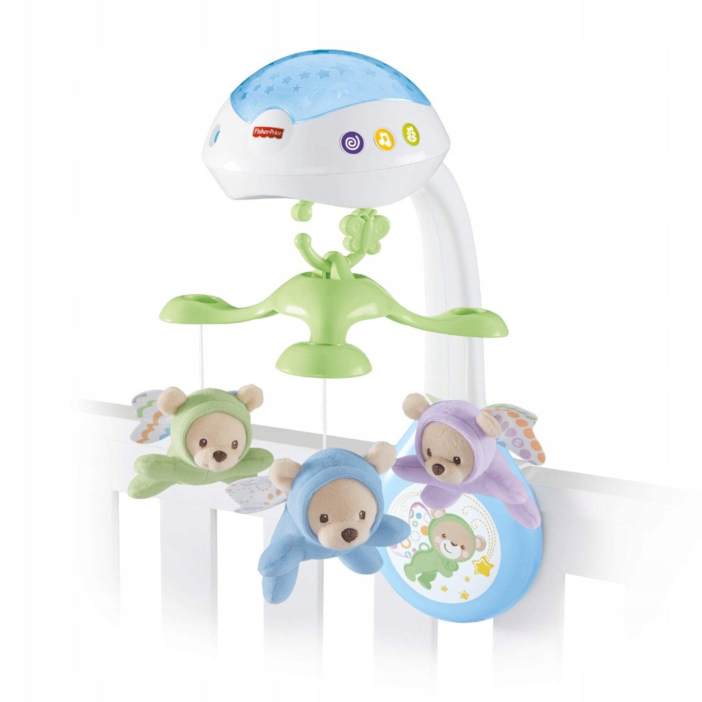 Мобиль для детской кроватки Fisher-Price - Музыкальный мобиль 3-в-1 с медведями и подсветкой, от 0+ мес. - Фишер Прайс CDN41