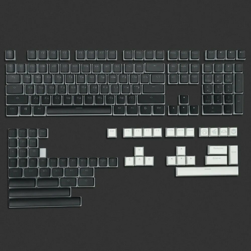 Кейкапы для механической клавиатуры Pudding DemoAK-03 ENG + RU, pbt, OEM, черное