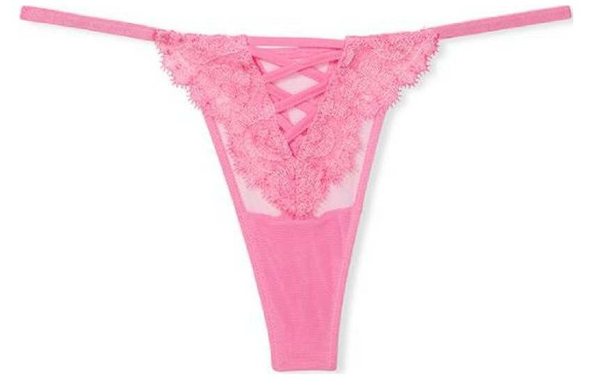 Трусики-стринги женские Victoria's Secret DREAM ANGELS, розово-персиковый, L EU, с цветочным принтом