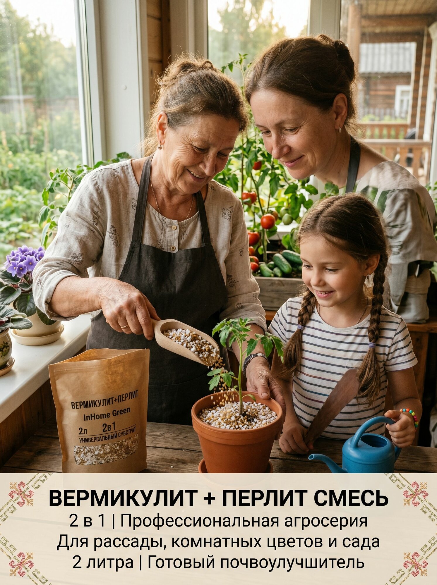 Агроперлит + Агровермикулит смесь 2 л Почвоулучшитель для рассады и цветов