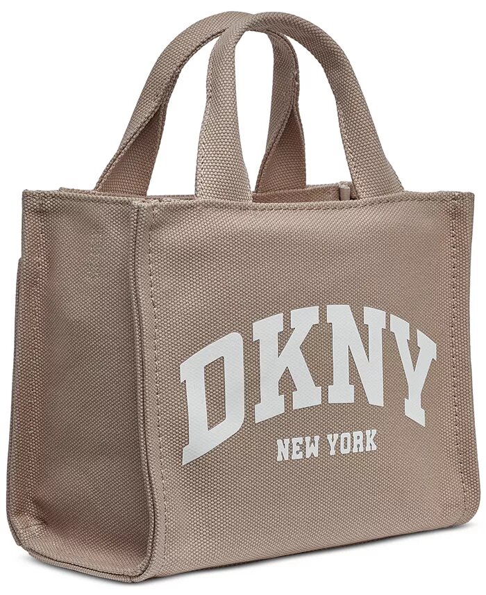 Сумка тоут DKNY DKNY Hadlee Small Tote Bag, фактура перфорированная, бежевый, коричневый — фото 1