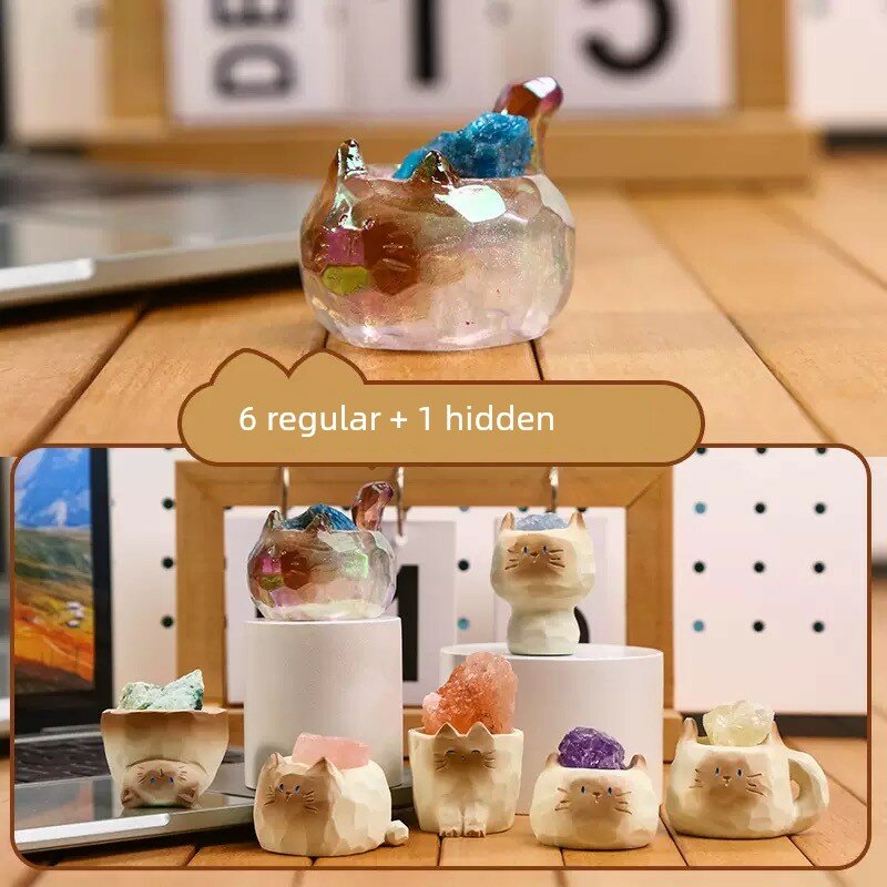【Коллекционная фигурка Flocked Cat PAI Emotion Crystal Blind Box】Милая мультяшная фигурка девочки, праздничный подарок