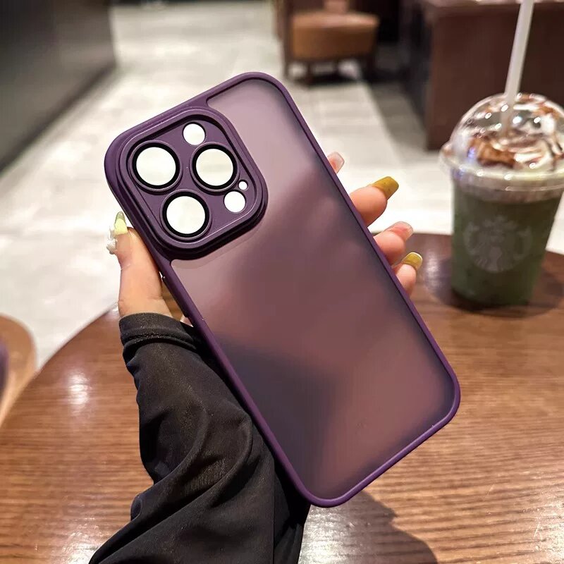 Матовый футляр для iPhone 14 Plus с анти-отпечатками, встроенный защитный экран, темно-фиолетовый