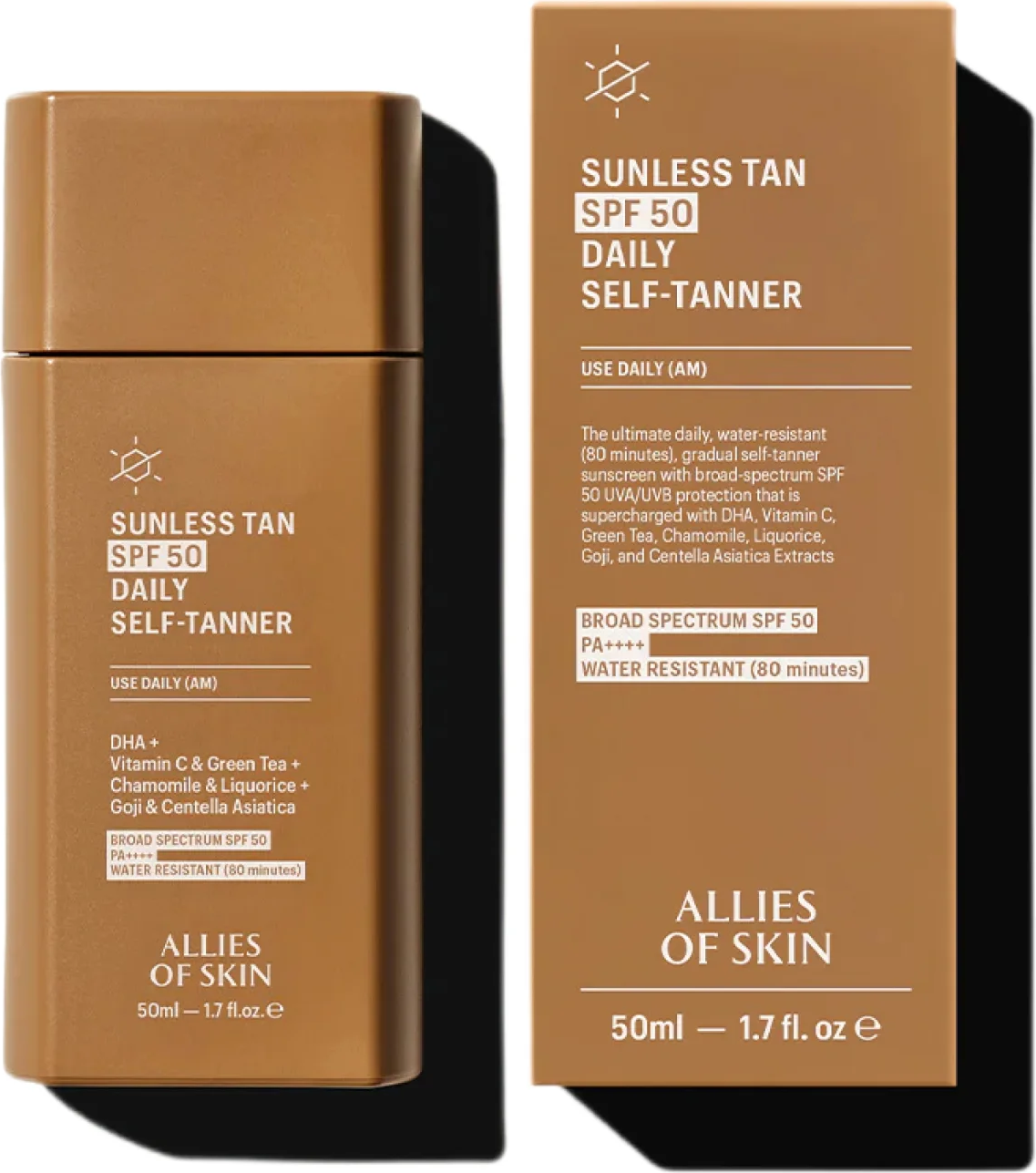 ALLIES OF SKIN Автозагар для лица с SPF50 Sunless Tan SPF50 Sunscreen + Self-Tanner 250ml