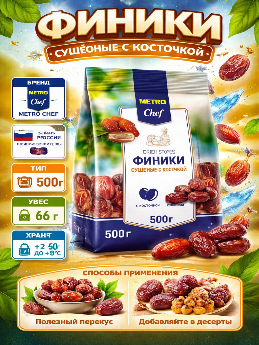METRO Chef Финики сушеные с косточкой, 500г