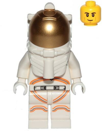 Минифигурка Lego cty1055a Astronaut - Male, White Spacesuit with Orange Lines, Smirk, Cheek Lines, Black Eyebrows