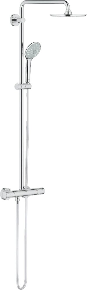 Душевая стойка Grohe Euphoria XXL System 210 27964000 со смесителем, термостатическим, хром, глянцевая, душевая система с тропическим душем, с лейкой, латунная