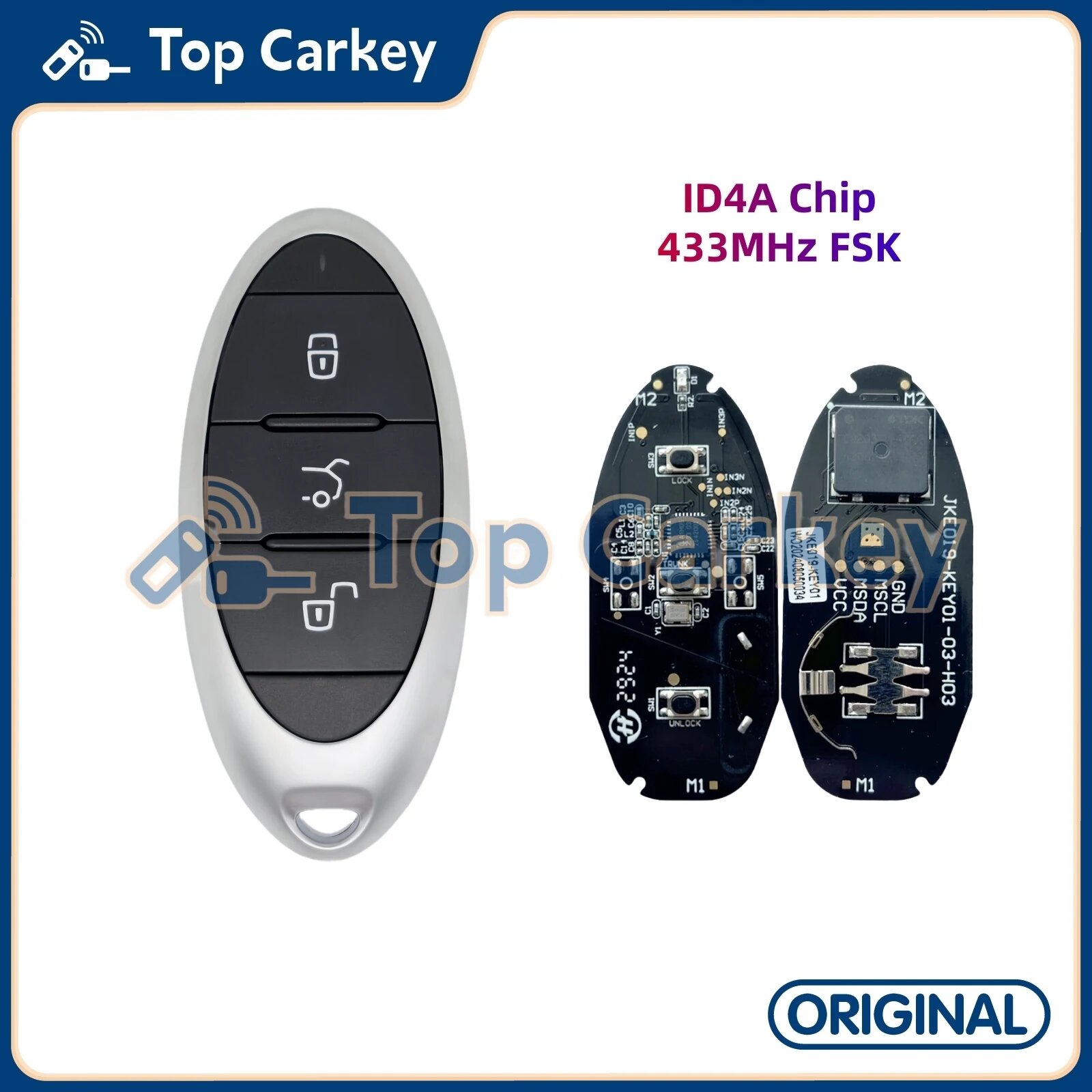 Смарт-ключ TopCarkey ID4A Chip 433MHz FSK