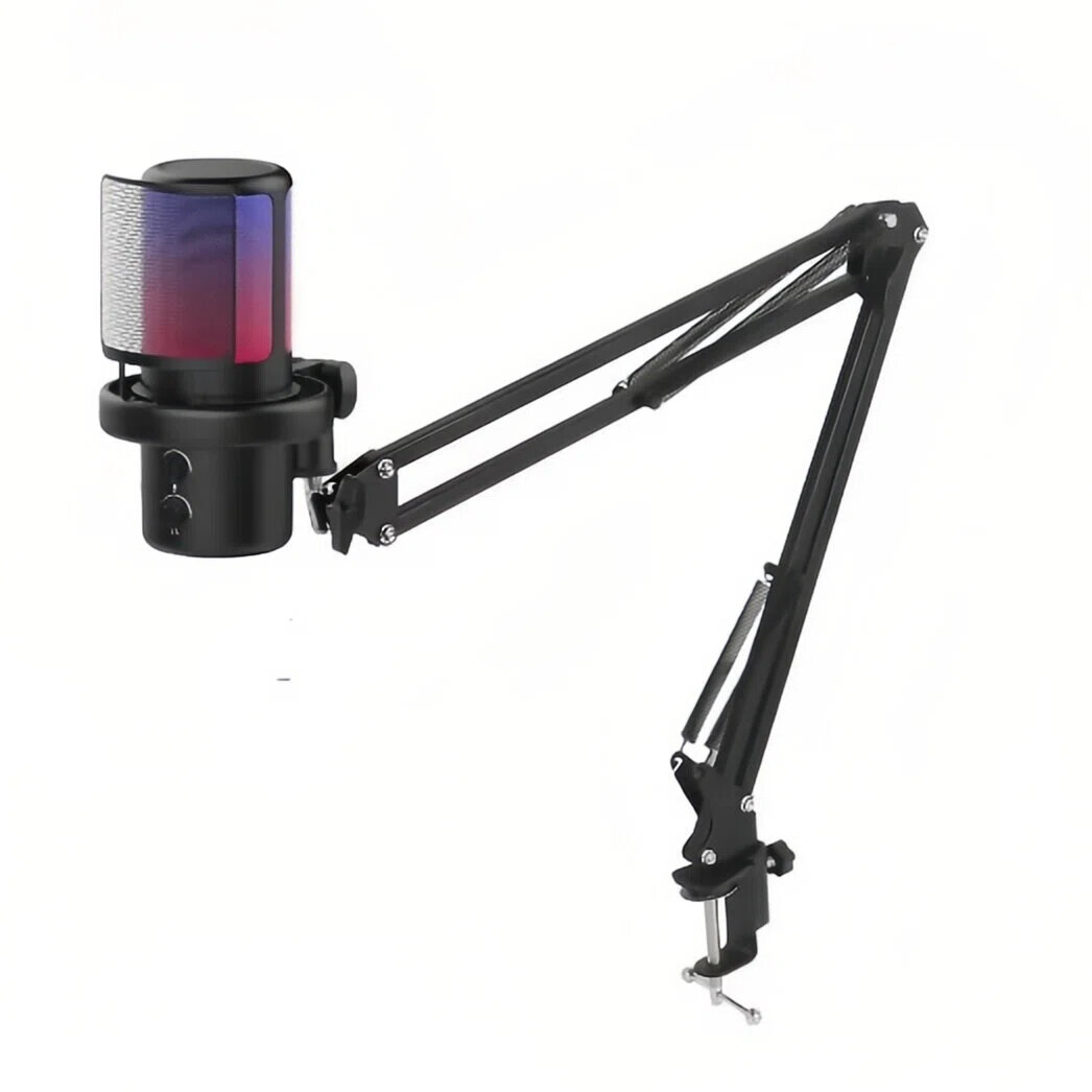 Микрофон PL20, USB, конденсаторный, кардиоидный, RGB, двойной режим, для ПК, телефона