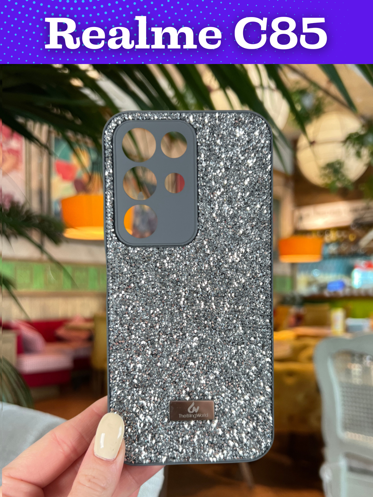 Чехол на Realme C85 / Реалми С85 силиконовый the bling world (Серебряный)