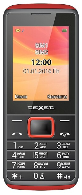 Мобильный Телефон Texet TM-214 Black/Red