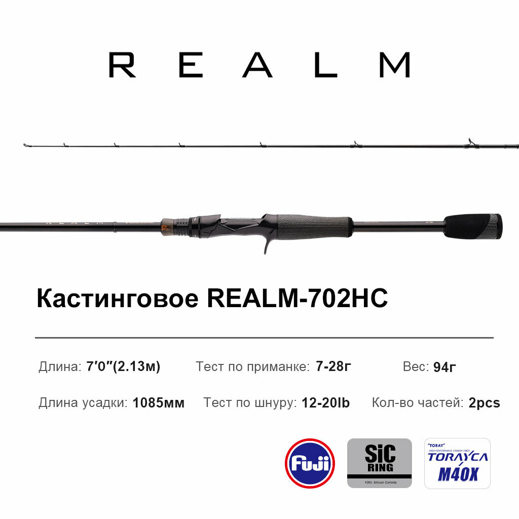 REALM-702HC-F Кастинг purelure REALM рабочая длина: 213см до 28гр