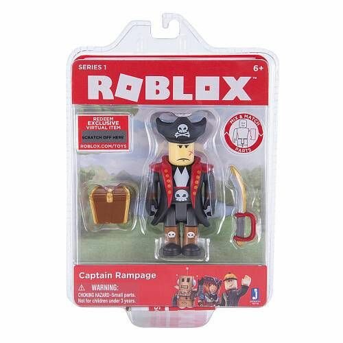 Jazwares Фигурка Roblox Captain Rampage с виртуальном предметом, черный