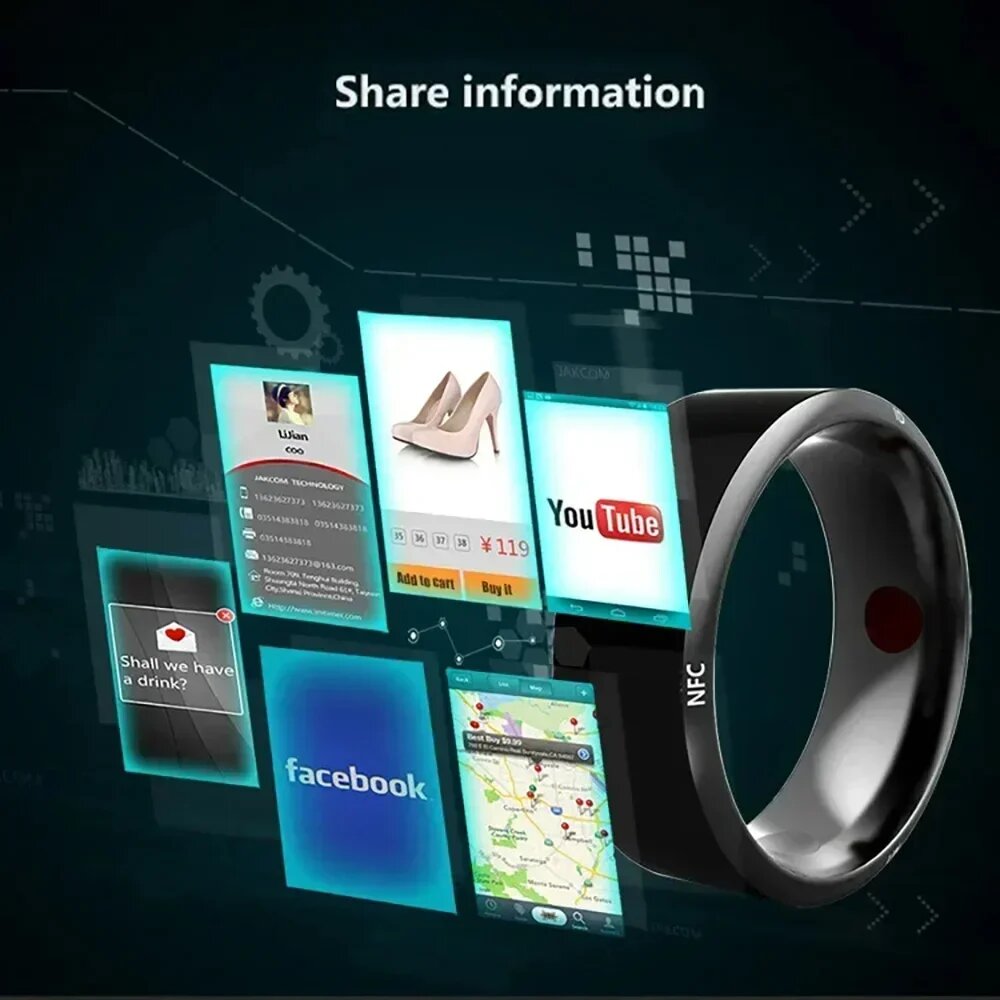 NFC Smart Ring, Size 8, Черный — фото 1