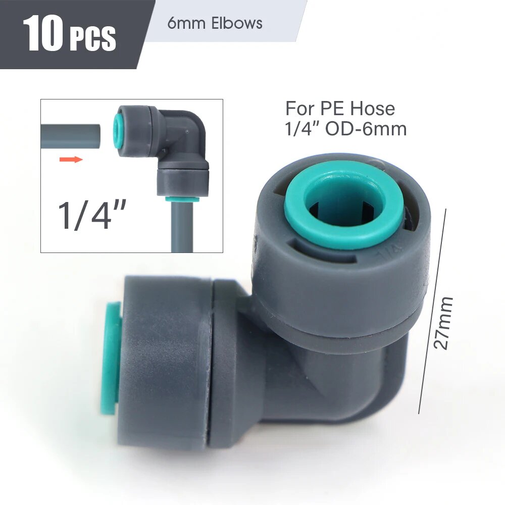 Фитинги для труб из полиэтилена для орошения Nx6mm Elbow