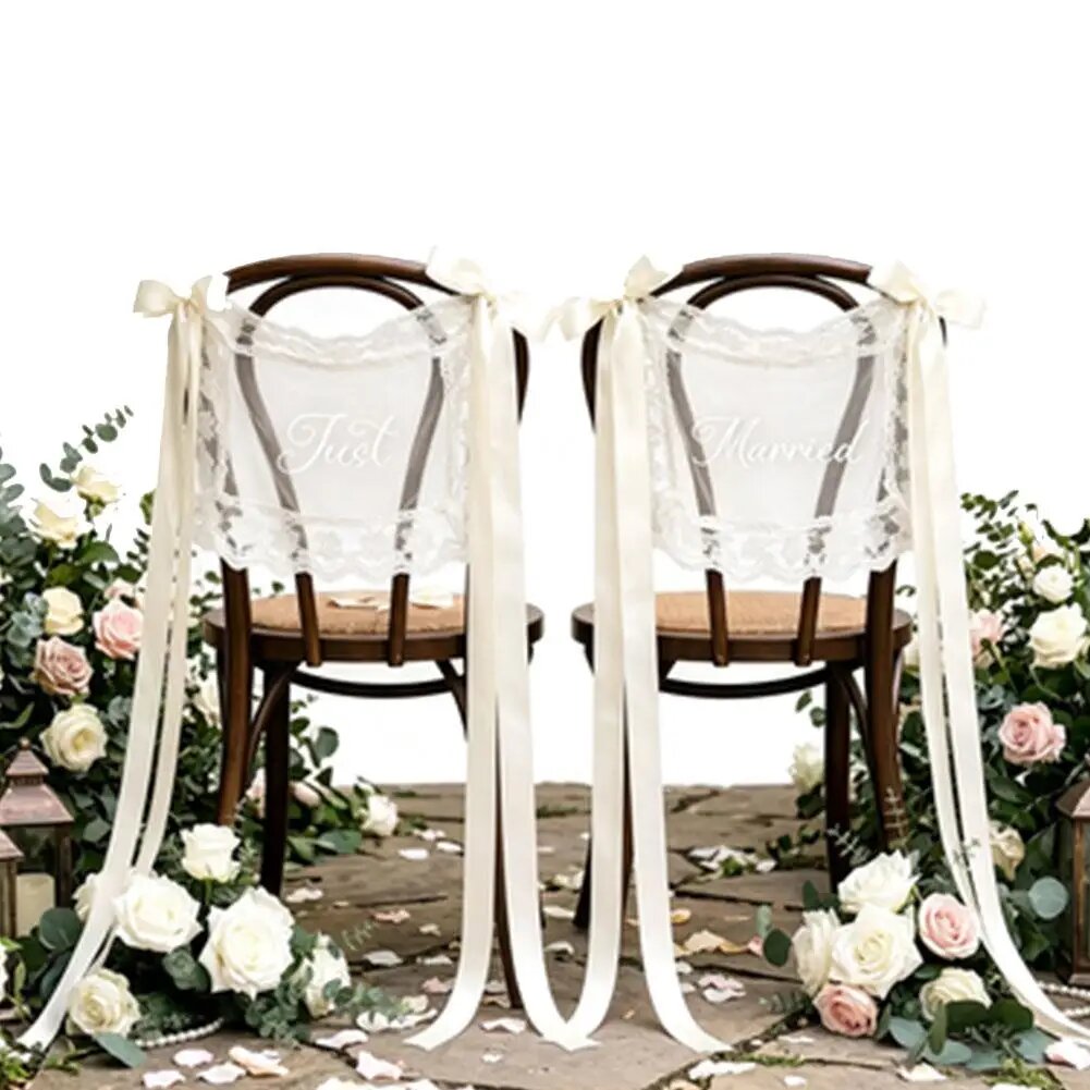 Кружевные украшения для стульев Just Married 2 шт.