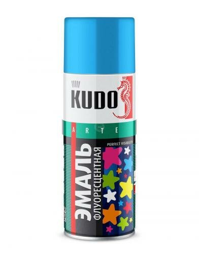 Краска аэрозольная флуоресцентная голубая 520 мл Kudo KU1202