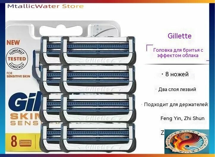 Сменные кассеты для бритья Gillette Skinguard Sensitive, 8 шт.