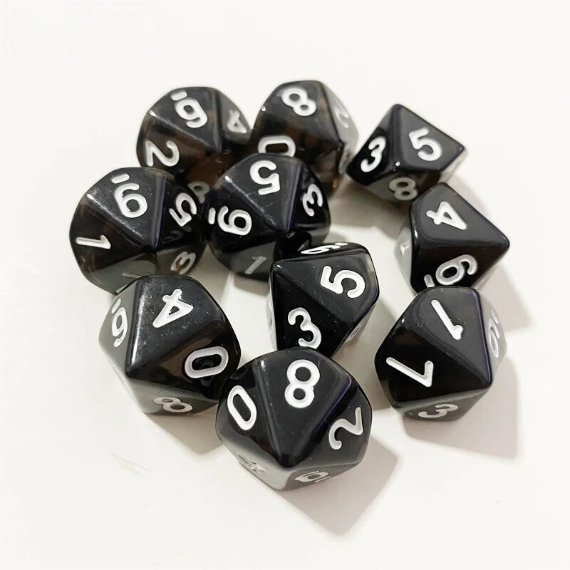 Набор игральных костей D10, 10 шт, D10 grey