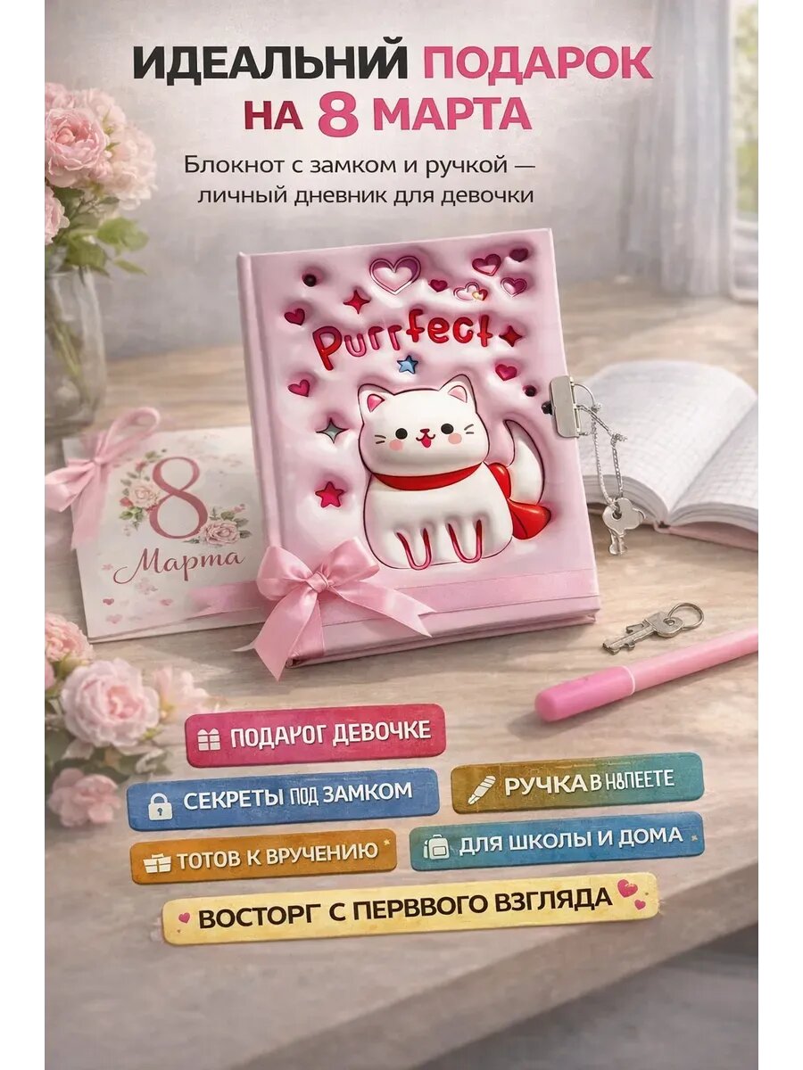 Детский дневник с замком и ключом.