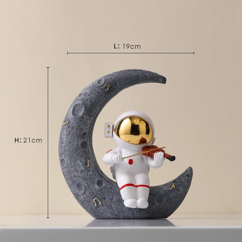 Статуэтка астронавта с скрипкой, moon-golden