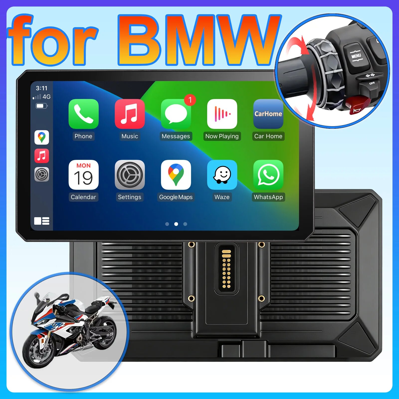 Портативный цифровой навигатор Android Auto с магическим колесом BMW для Apple CarPlay, 7-дюймовый портативный навигатор для приборной панели