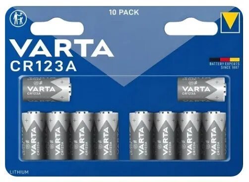Батарейка VARTA Special Lithium Cylindrical CR123A, 10 штук (10 штук в одном блистере)