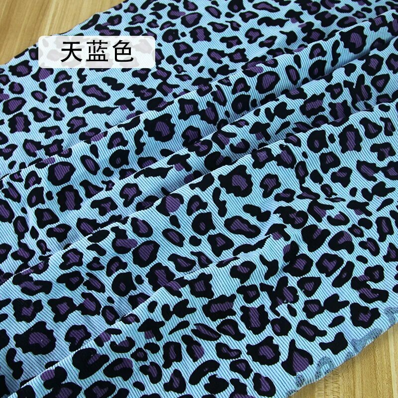 Леопардовая вельветовая ткань 100% полиэстер 1,5 м Sky blue leopard