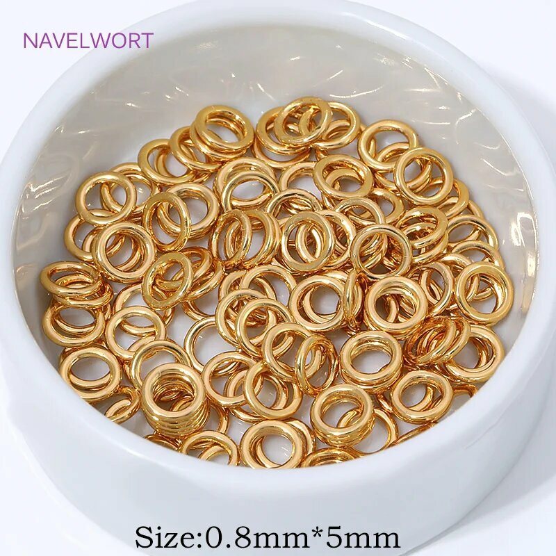 Закрытые колечки NAVELWORT из латуни с позолотой 18 карат 4/5 мм 100 Pieces, 18K Gold Plated