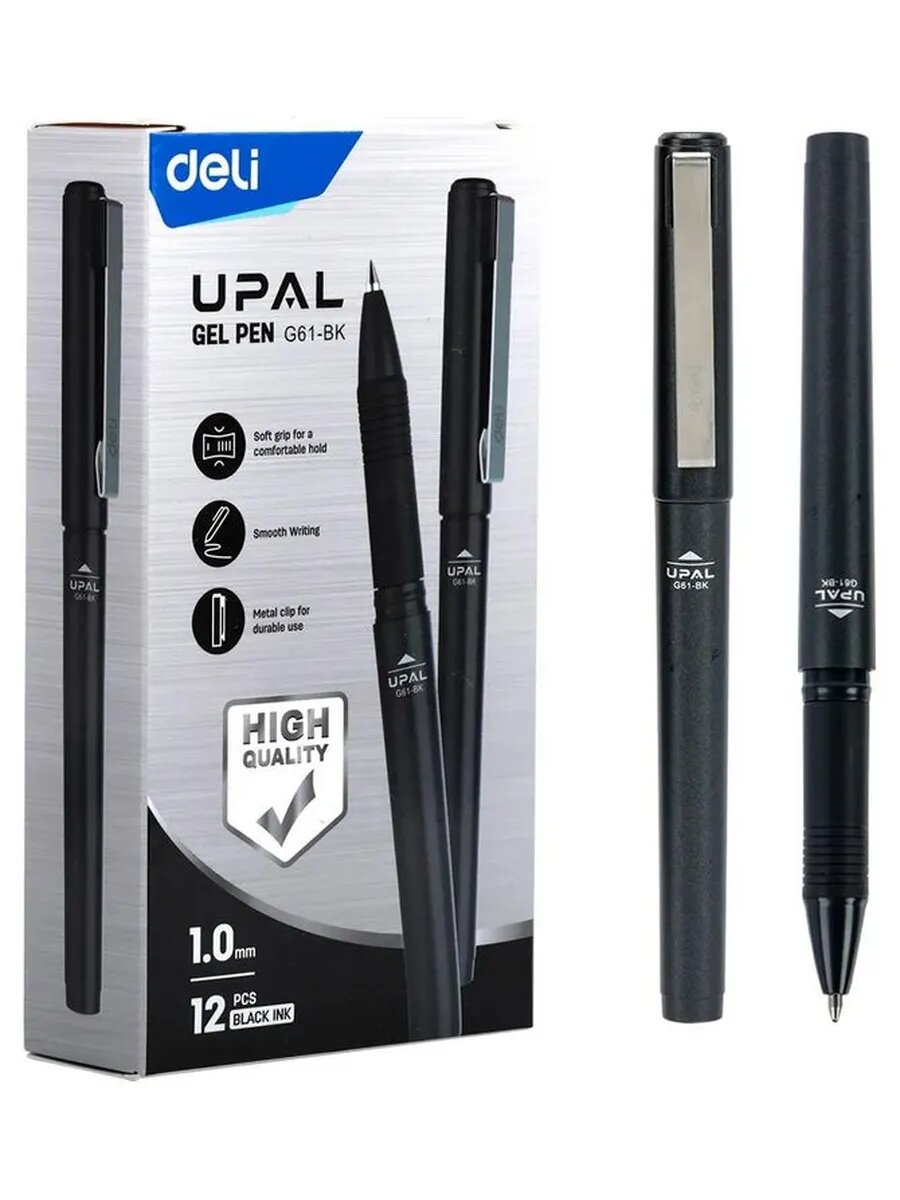 Ручка гелев. Upal EG61-BK черн d=1мм черн. черн.
