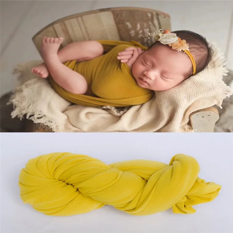 Эластичный фон для фотосессии новорожденных, полиэстер, Желтый, 40X150CM only wrap, lemon yellow