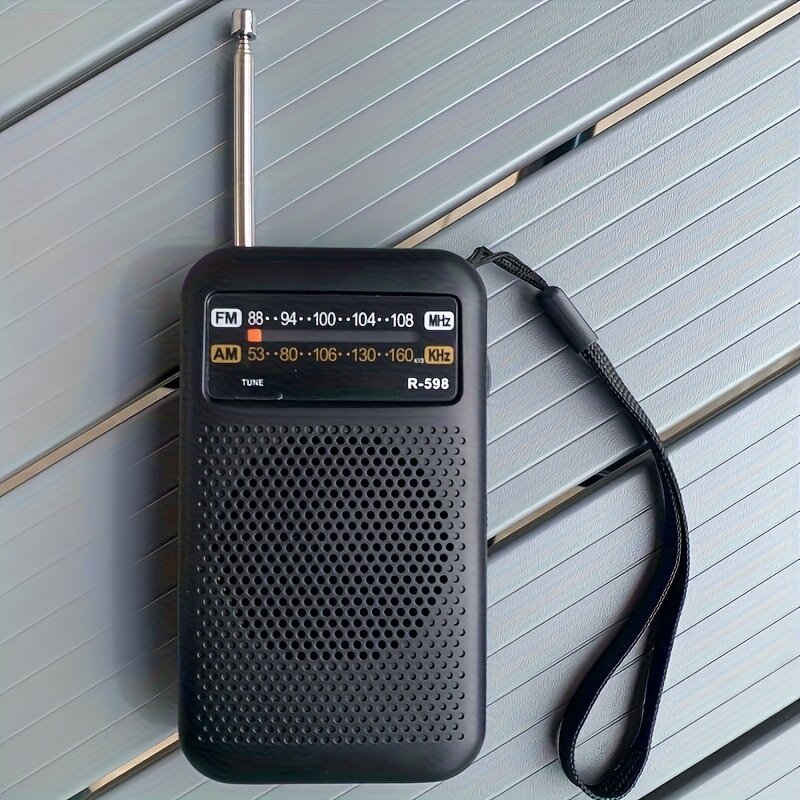Портативный радиоприемник 2AM/FM со стереодинамиками, разъемом для наушников и телескопической антенной, питание от 2 ба