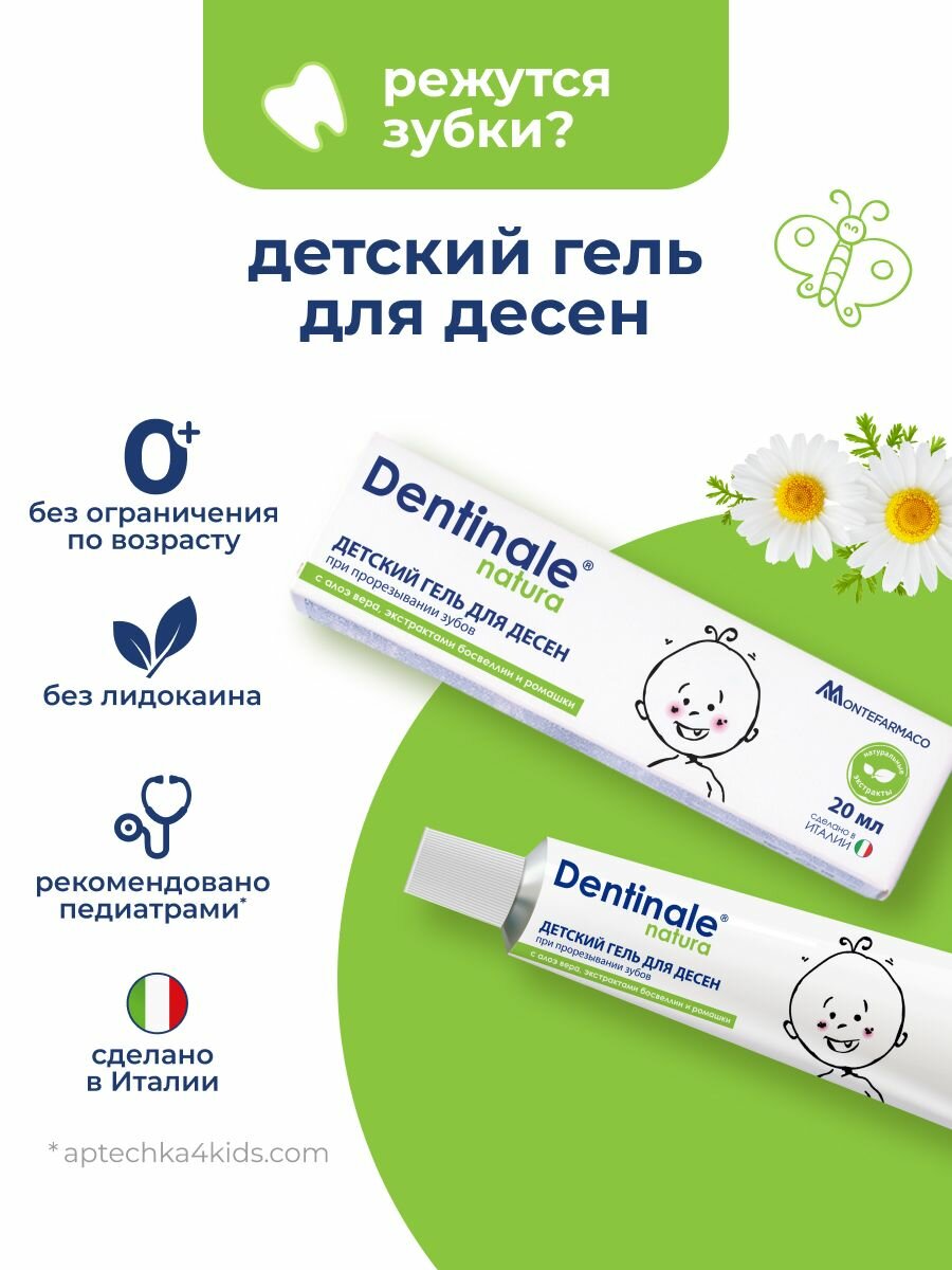 Гель для десен при прорезывании зубов Dentinale Natura противовоспалительный, обезболивающий, детский, 20 мл