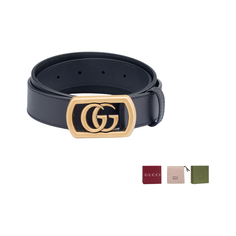 GUCCI Ремни из коровьей кожи унисекс черные ширина 3 см 100