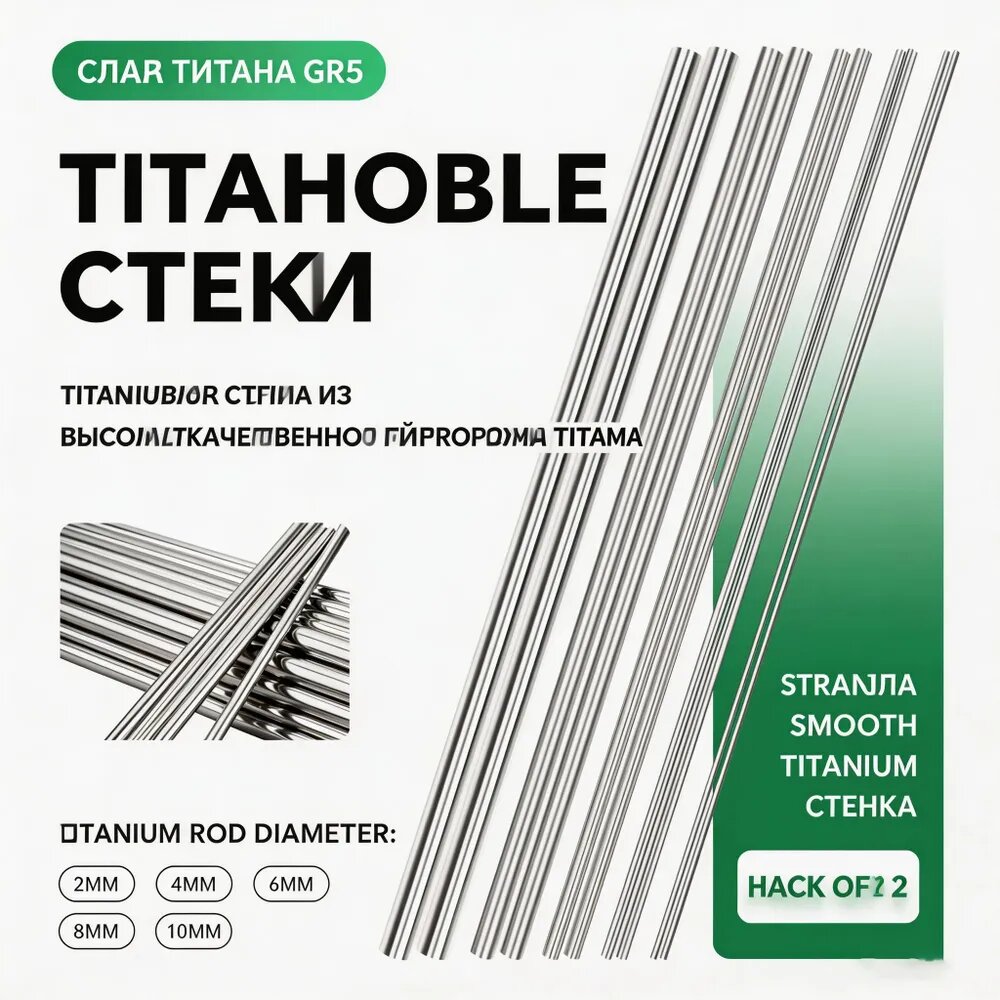 Титановый пруток сплав GR5 254 мм, круглый стержень, диаметр 2/4/6/8/10 мм, для самоделок и промышленности, 2 штуки