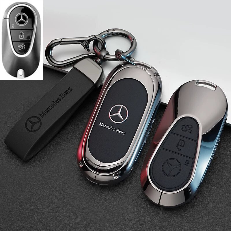 Замок для ключа Mercedes C-Class из цинкового сплава в цвете благородно-черный с пряжкой-ремешком для 2026 моделей