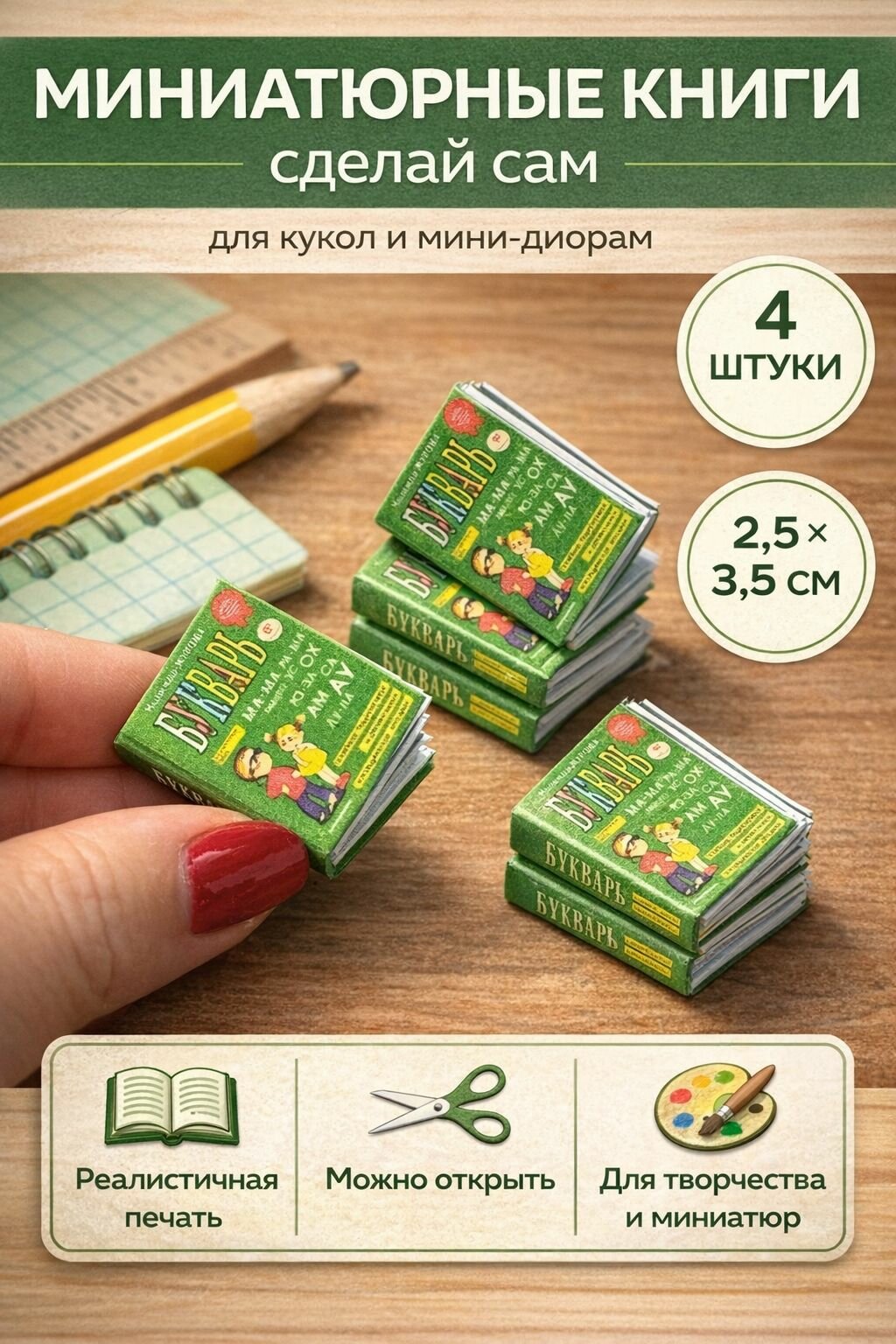 Миниатюра для кукольного домика из бумаги сделай сам букварь жуковой
