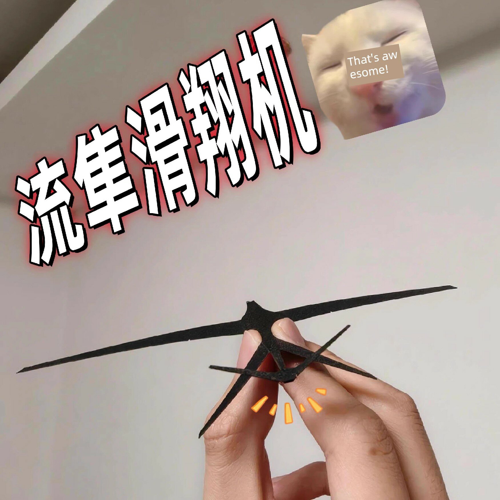 Набор из трех моделей самолета-глайдера Лиусянг - черный, 3D-печать из экологичного ПЛА, три ручных летающих самолета